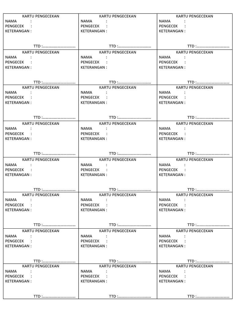 Kartu Pengecekan | PDF