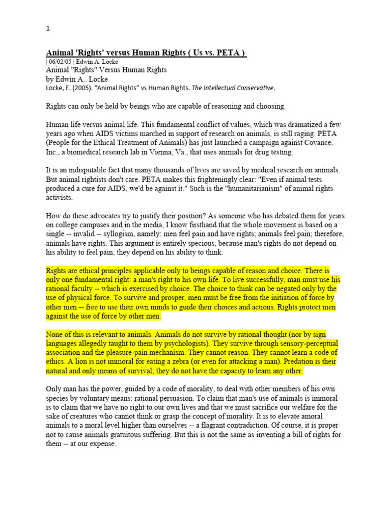 Edwin Locke | PDF | Animal Rights | Rights