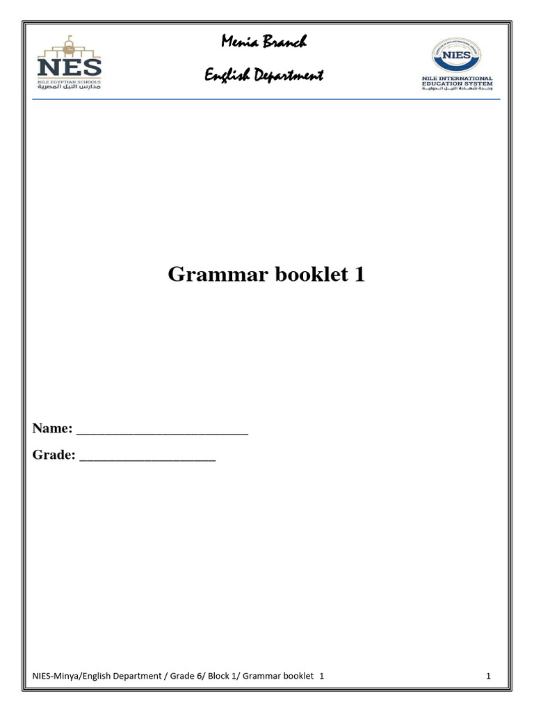 G6-B1-Booklet Grammar 1 | PDF