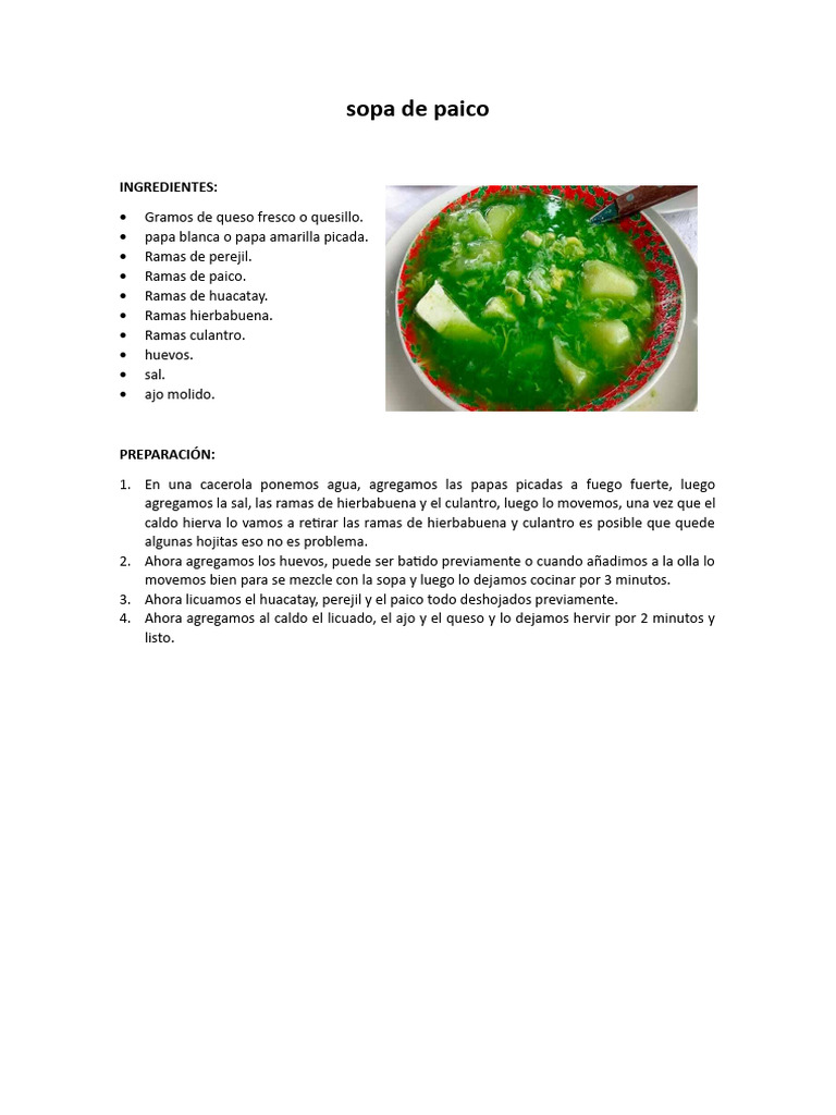 Sopa de Paico | PDF