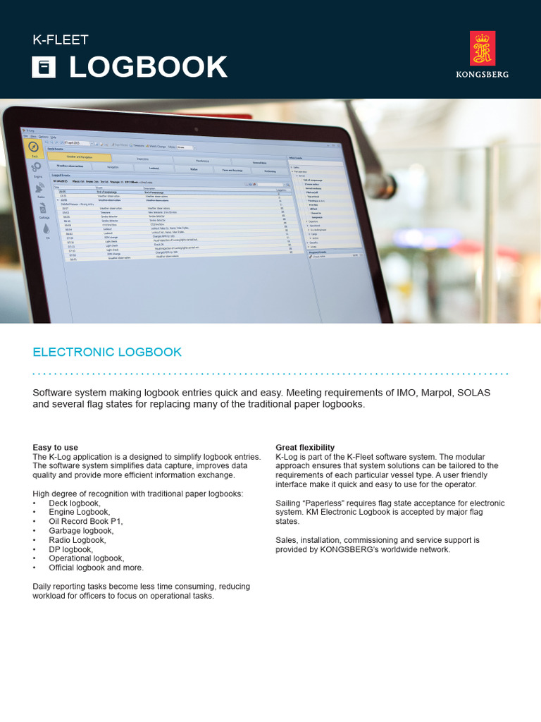 Kongsberg K-Fleet Logbook | PDF | Databases | Software