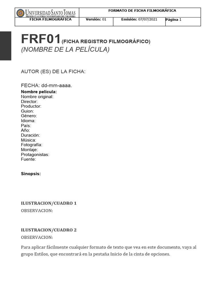 Formato Ficha Filmográfica 2023 | PDF