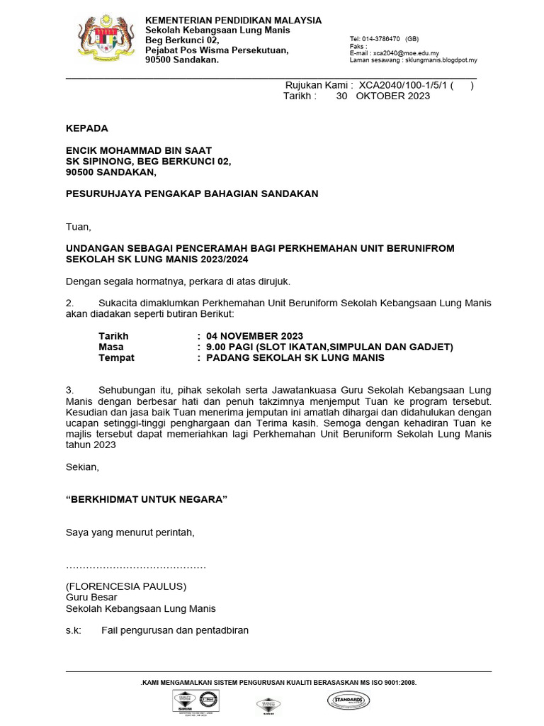 Surat Jemputan Penceramah | PDF