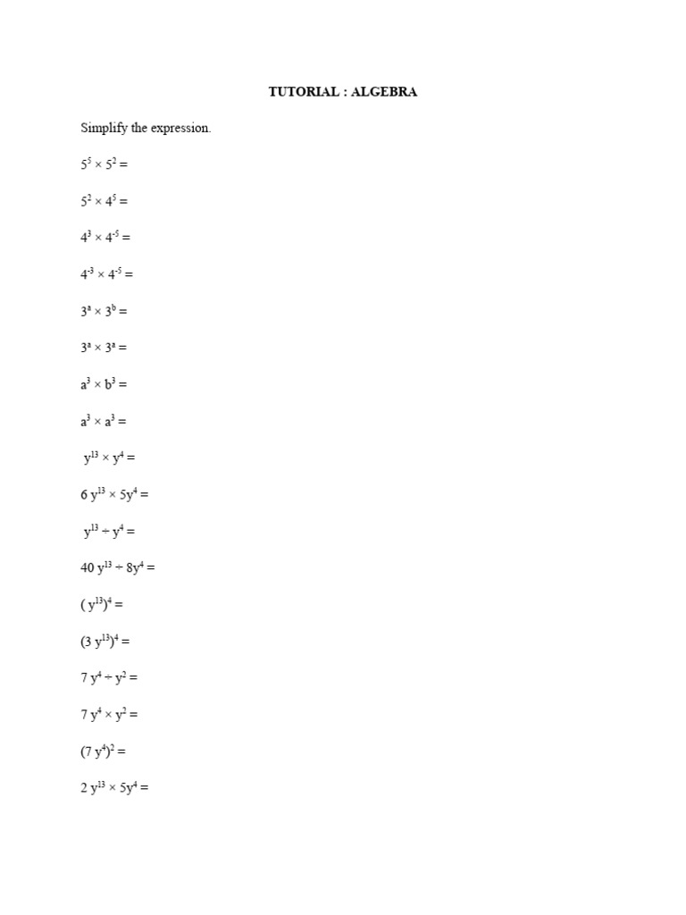 Tutorial Algebra | PDF