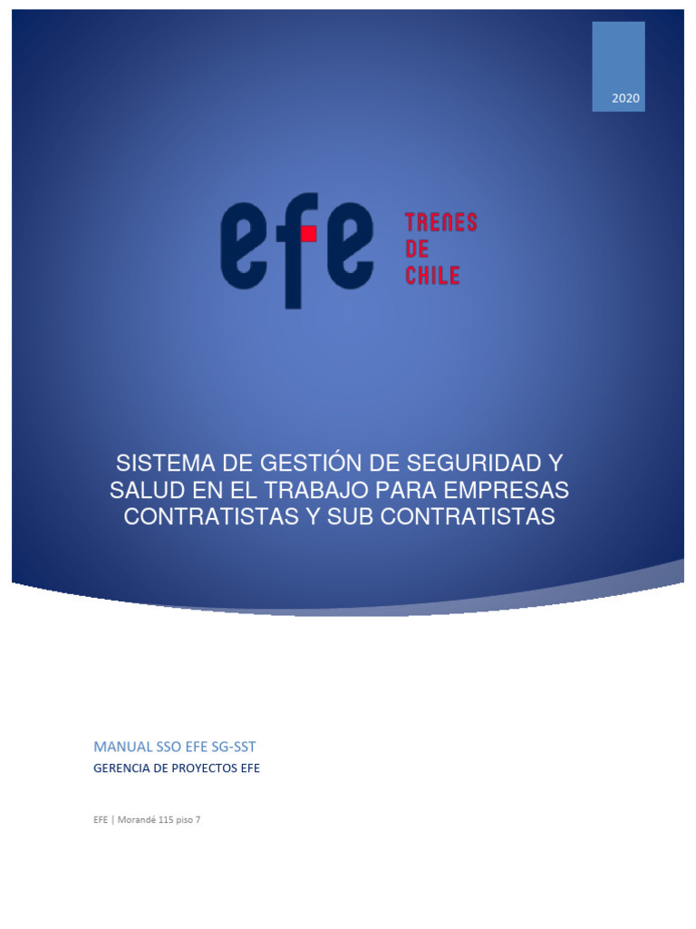 Manual SSO para Contratistas EFE | PDF | Outsourcing | Seguridad y salud ocupacional
