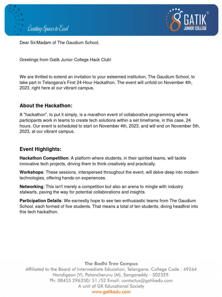 Hackathon Invite Gadium 1 | PDF | Business
