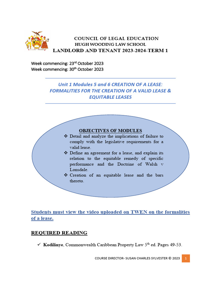 Open Casesheet Unit 1 Modules 5 and 6 | PDF | Lease | Leasehold Estate