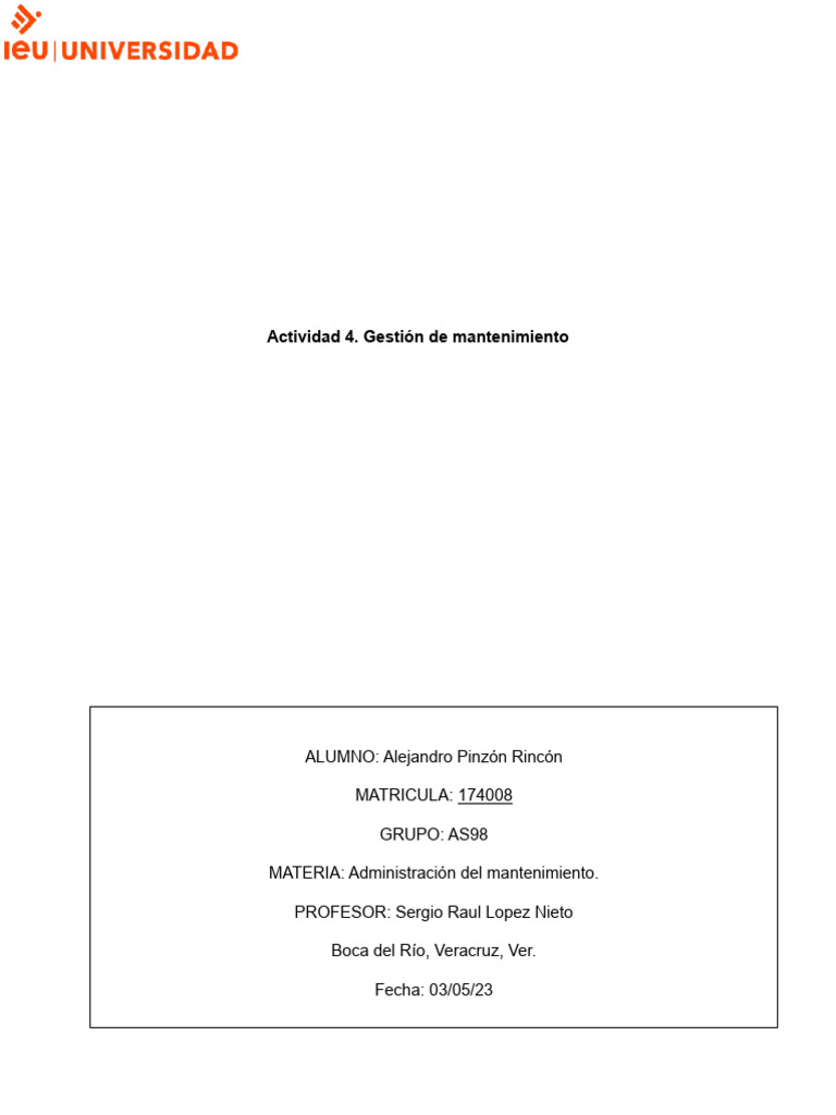 Act4 Gestiondelmantenimiento APR | PDF