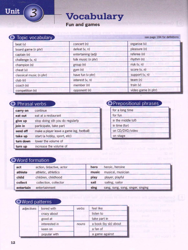 Unit 3-Vocabulary | PDF