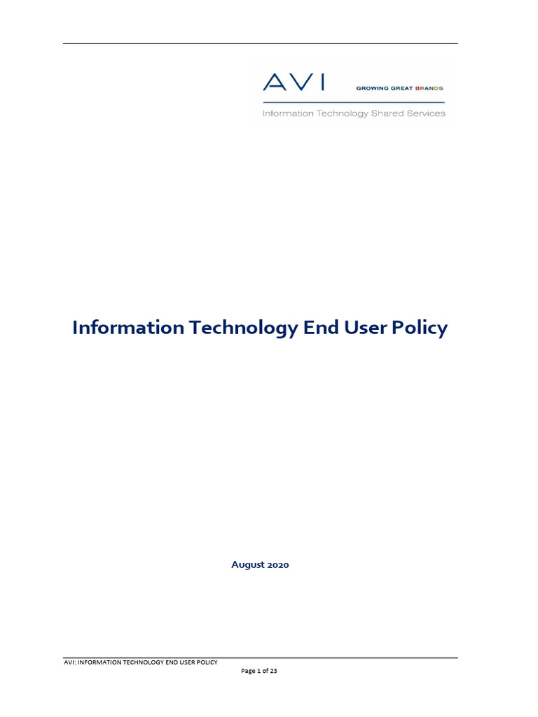 AVI IT End User Policy Overview | PDF | Password | Computer Network