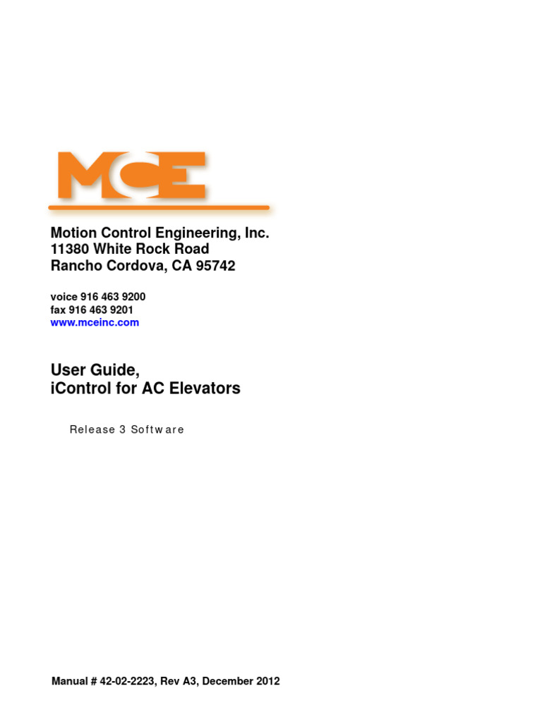 Mce Icontrol Manual Ingles Pdf Local Area Network Electric Motor