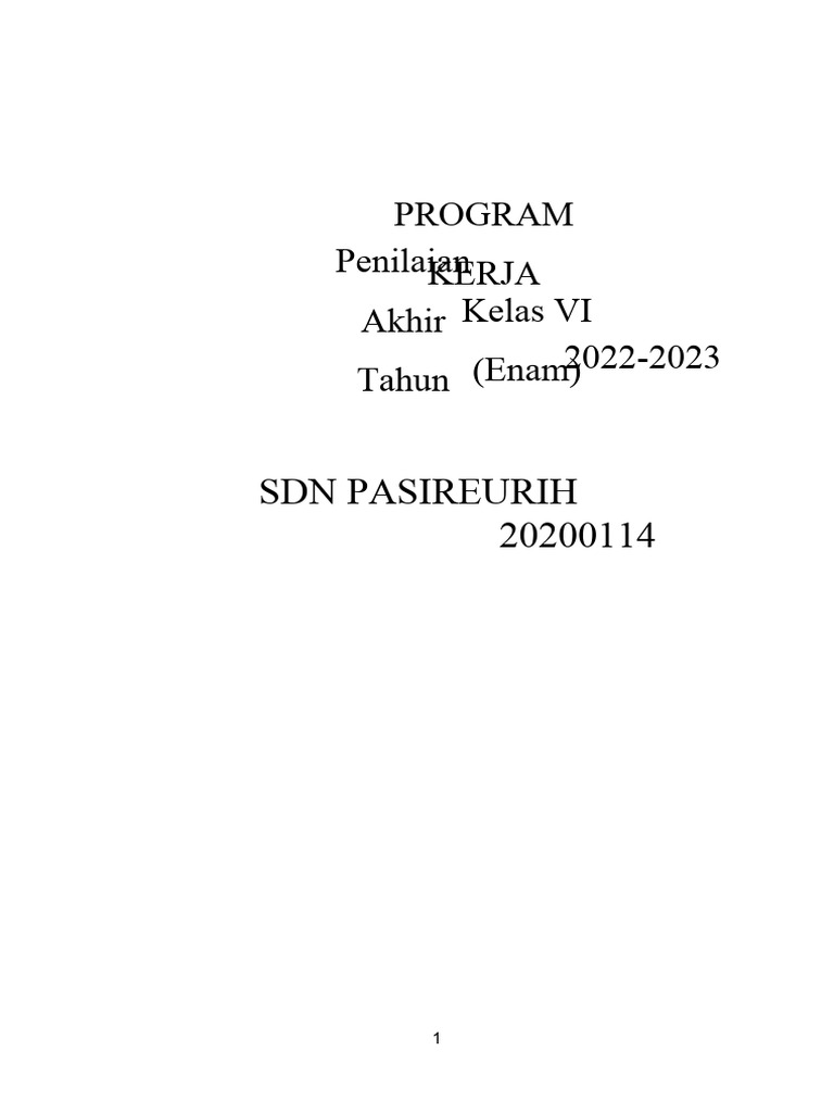 Program Kerja PAT Kelas 6 2022-2023 | PDF