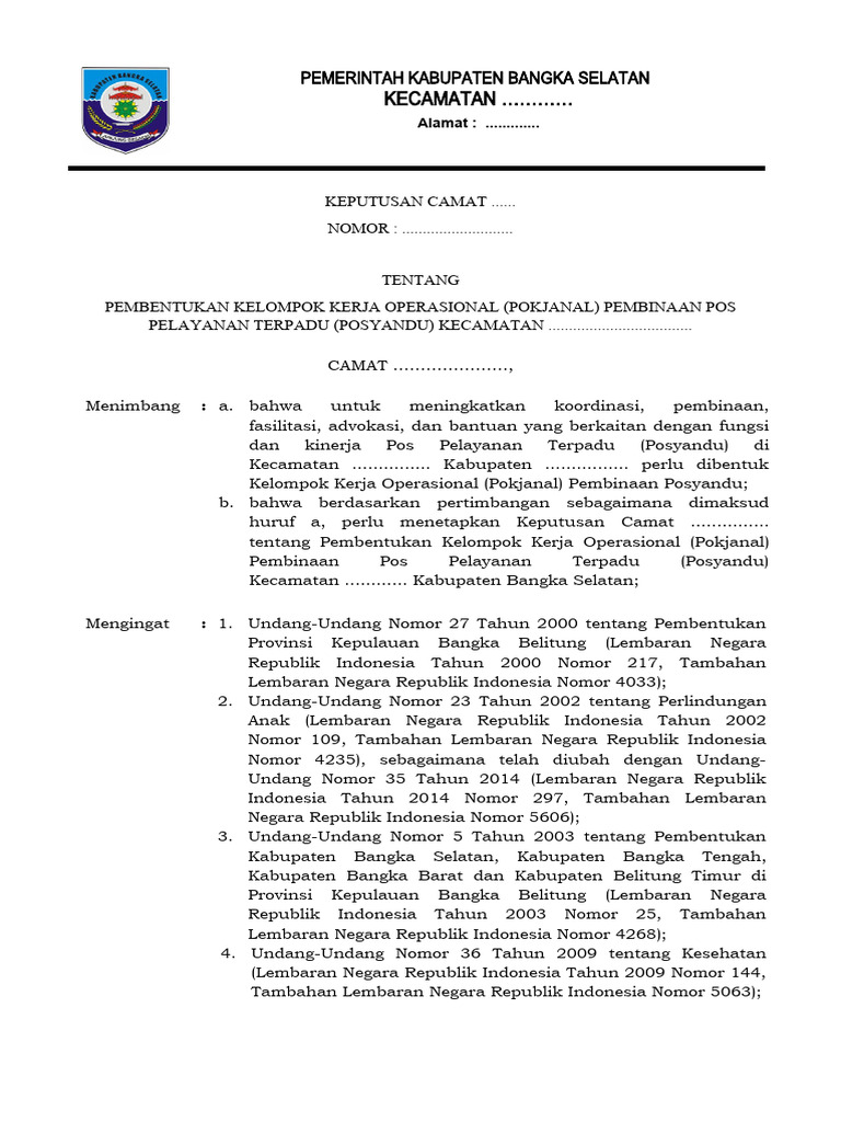 Format SK Pokja Posyandu Kecamatan Di Basel | PDF | Seni | Komputer
