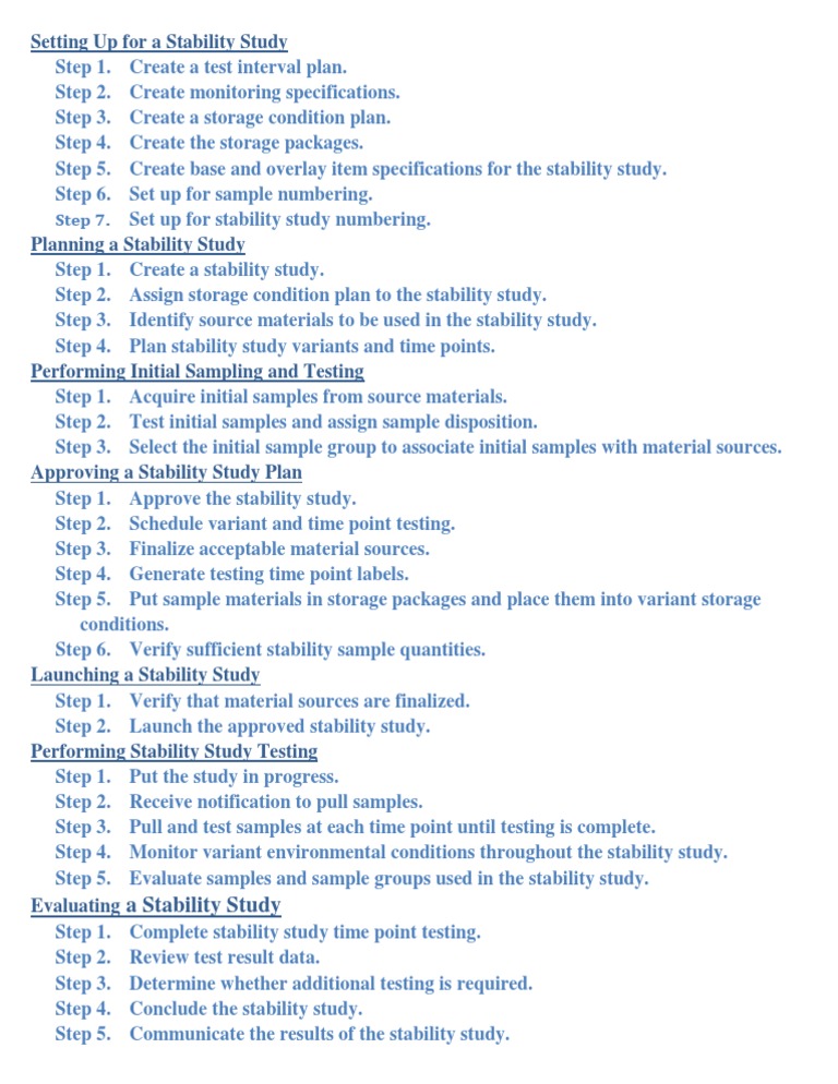 Stability Study Setup and Execution Guide | PDF | Technology & Engineering