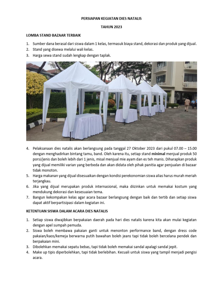 Untuk Siswa Persiapan Kegiatan Dies Natalis | PDF
