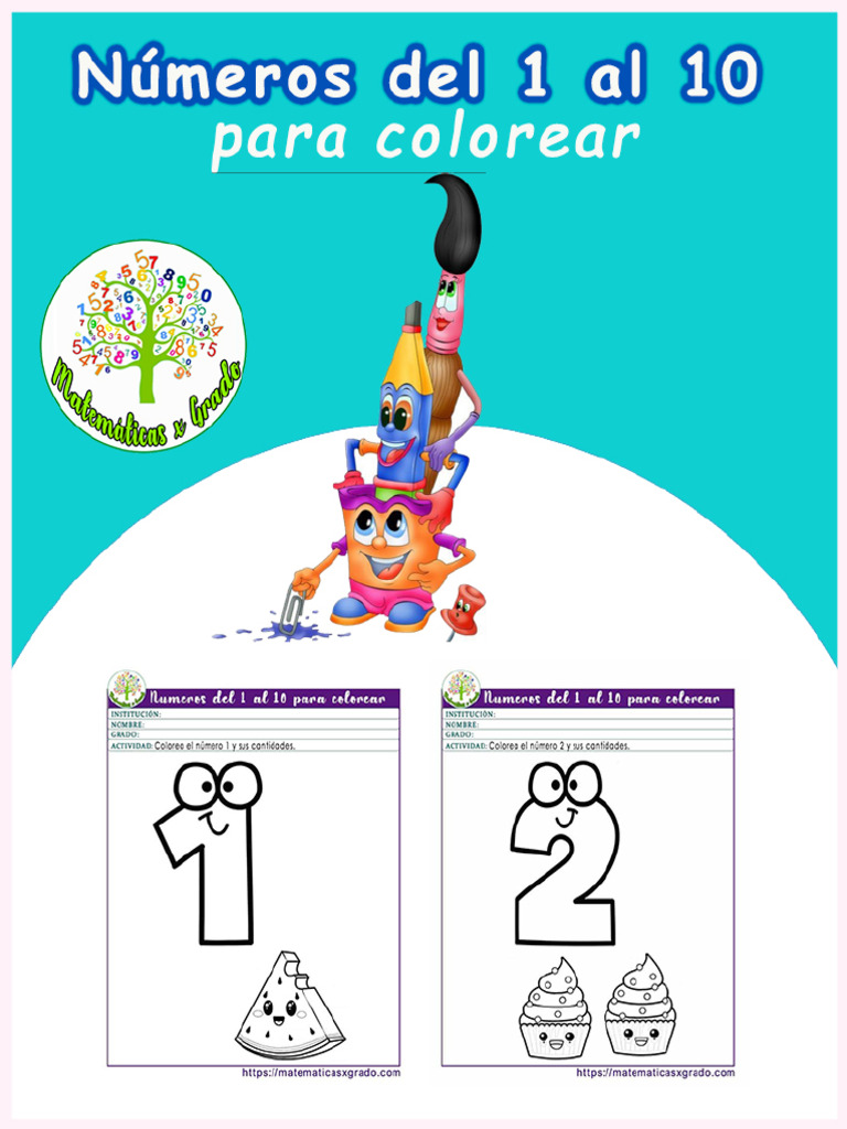 Números Del 1 Al 10 para Colorear | PDF