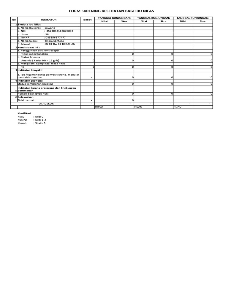 Form Skrening Bufas - XLSX 3 | PDF