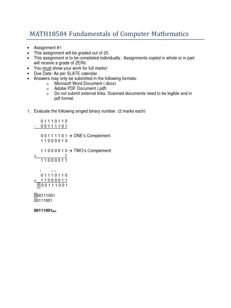 Assignment #1 2023 Solution | PDF | Mathematics | Arithmetic Assignment #1 2023 Solution | PDF | Mathematics | Arithmetic