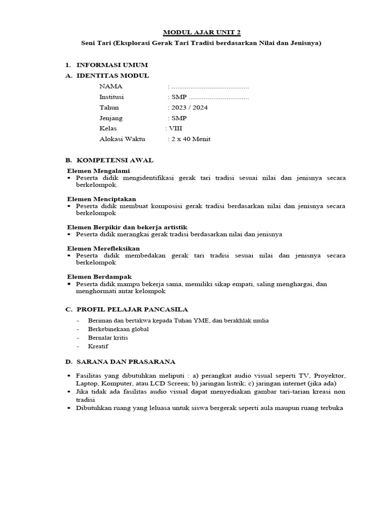 MA Unit 2 Pertemuan 9 Eksplorasi Gerak Tari Tradisi Berdasarkan Nilai ... MA Unit 2 Pertemuan 9 Eksplorasi Gerak Tari Tradisi Berdasarkan Nilai ...
