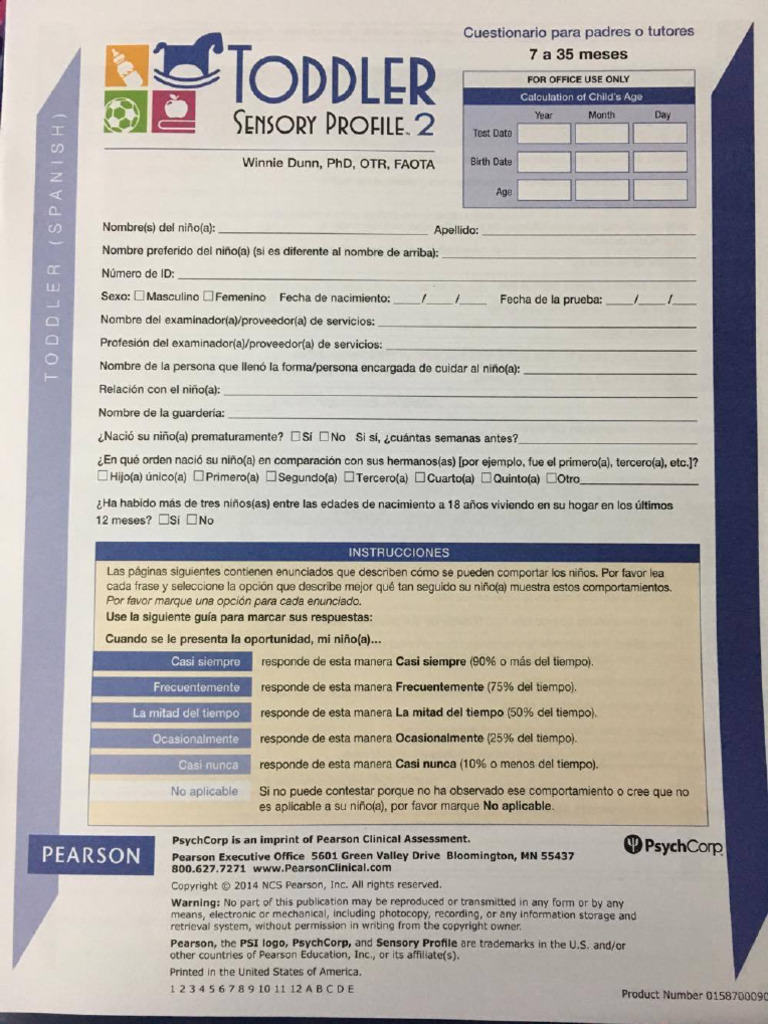 Perfil Sensorial Toddler | PDF