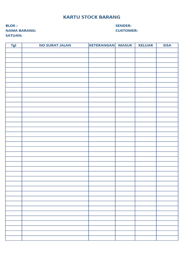 Form Kartu Stok | PDF
