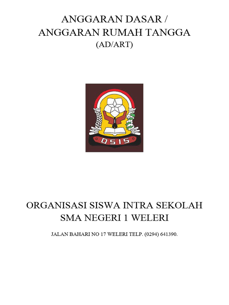 AD/ART OSIS SMA Negeri 1 Weleri | PDF | Ilmu Sosial | Kesehatan Holistik