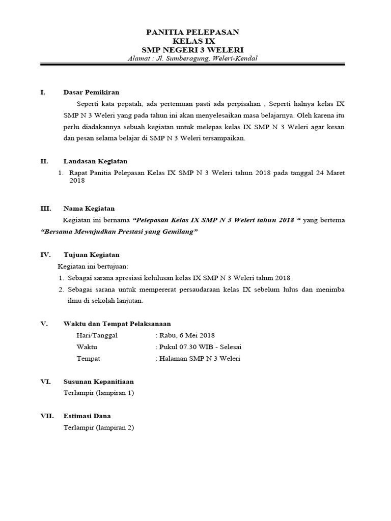 Proposal Pelepasan Siswa | PDF