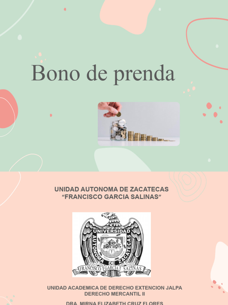 Bono de Prenda | PDF | Certificado de deposito | Pagaré