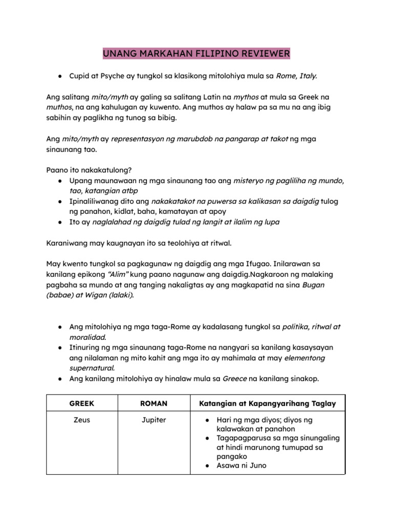 Filipino Reviewer | PDF