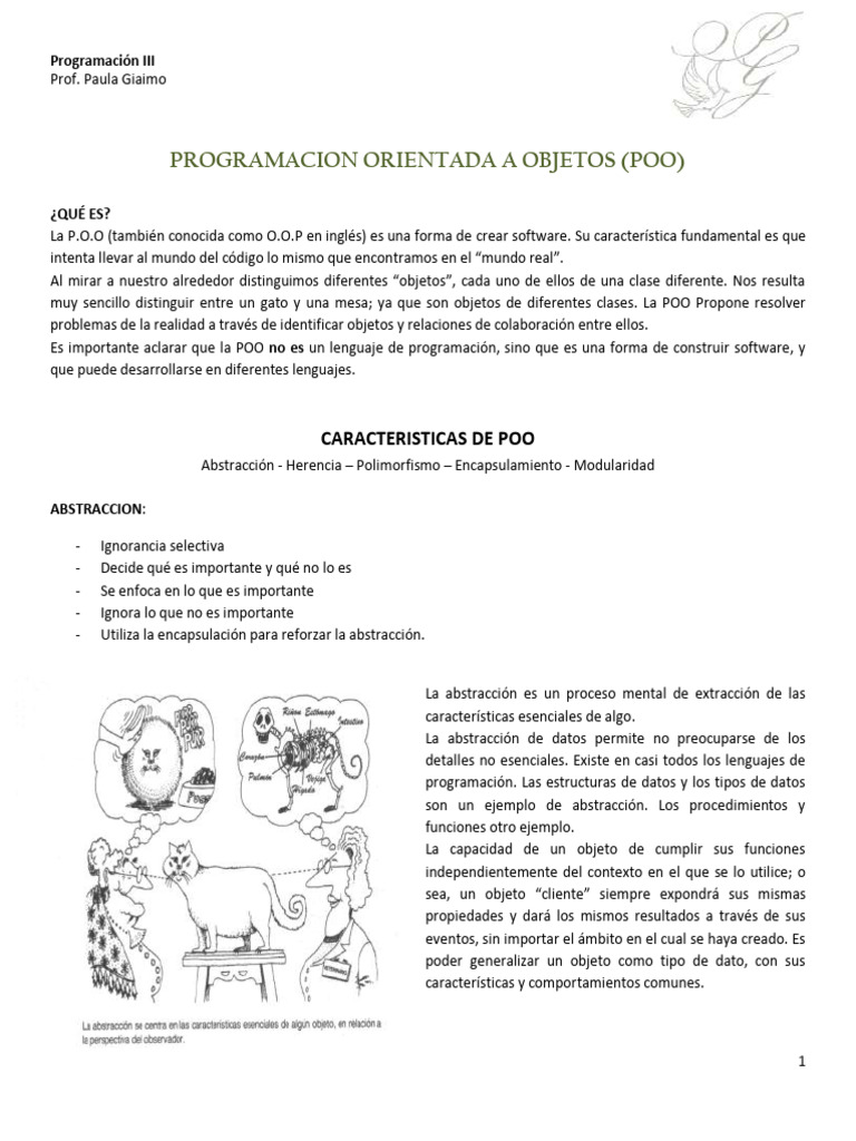 Poo 1 Pdf Objeto Informática Constructor Programación Orientada A Objetos