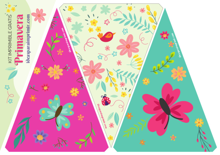 Kit Primavera para Imprimir Gratis Banderines | PDF