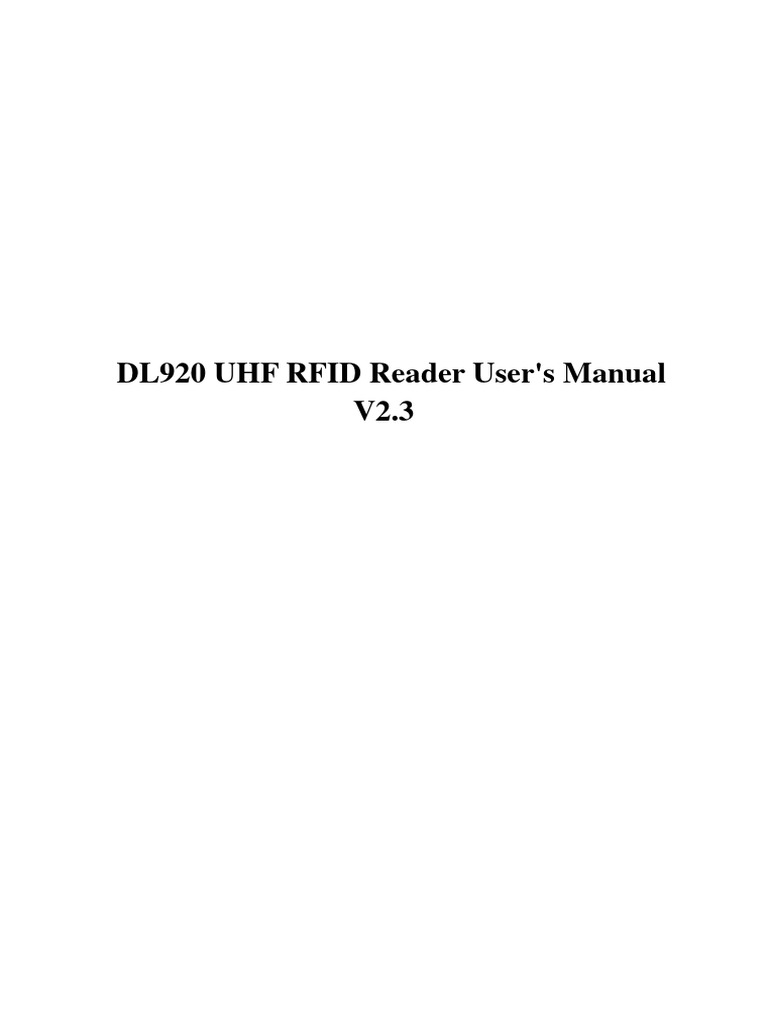 DL920 User's Manual V2.3 | PDF | Radio Frequency Identification ...
