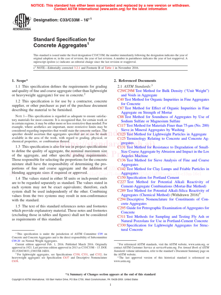 ASTM C33 C33M 16e1 | PDF | Science & Mathematics