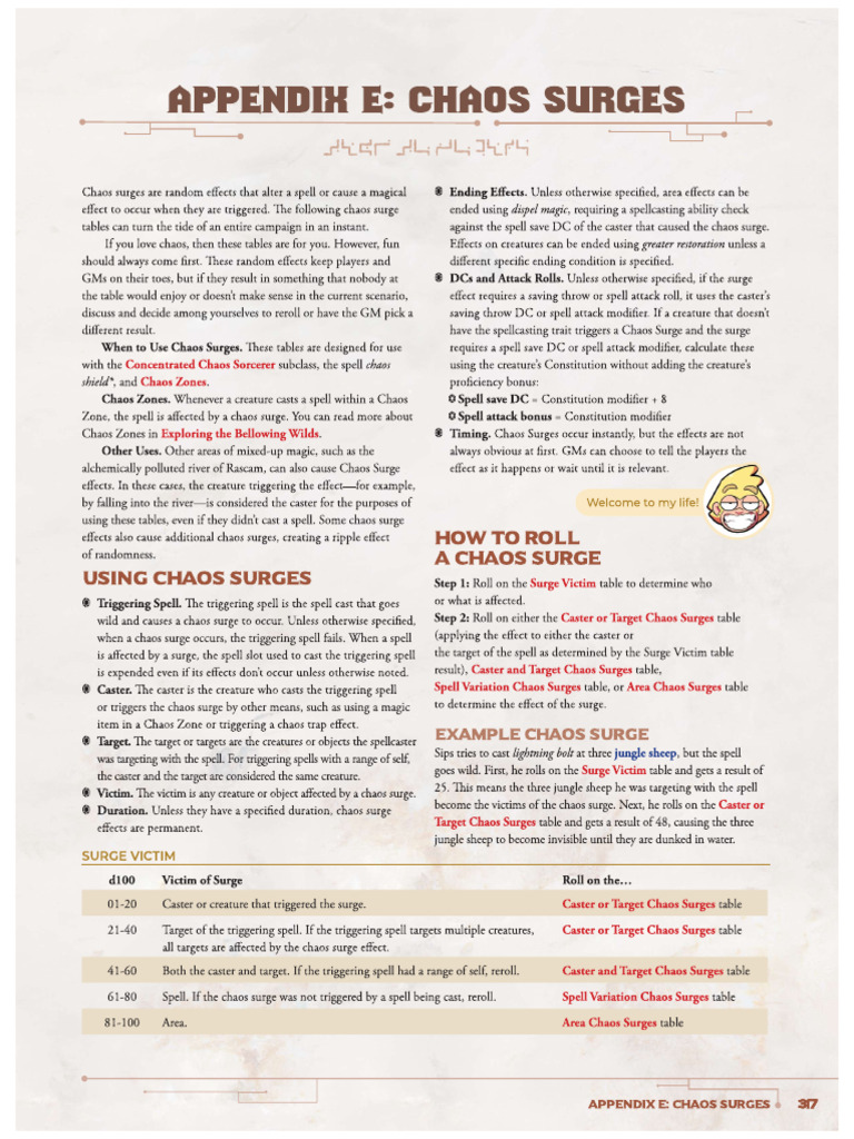 Chaos Surge Tables | PDF