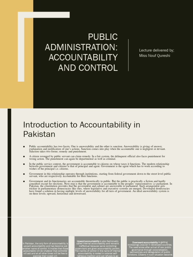 Chapter 4 Public Administration Accountability and Control | PDF | Political Corruption | Corruption
