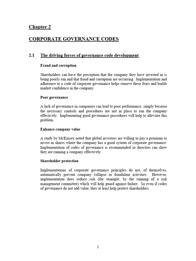 Chapter 2 - Corporate Governance Code | PDF | Corporate Governance ...
