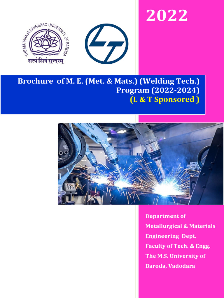 Final Brochure M. E. (Met. & Mats.) (Welding Tech.) Program (2022-2024) | Download Free PDF ...