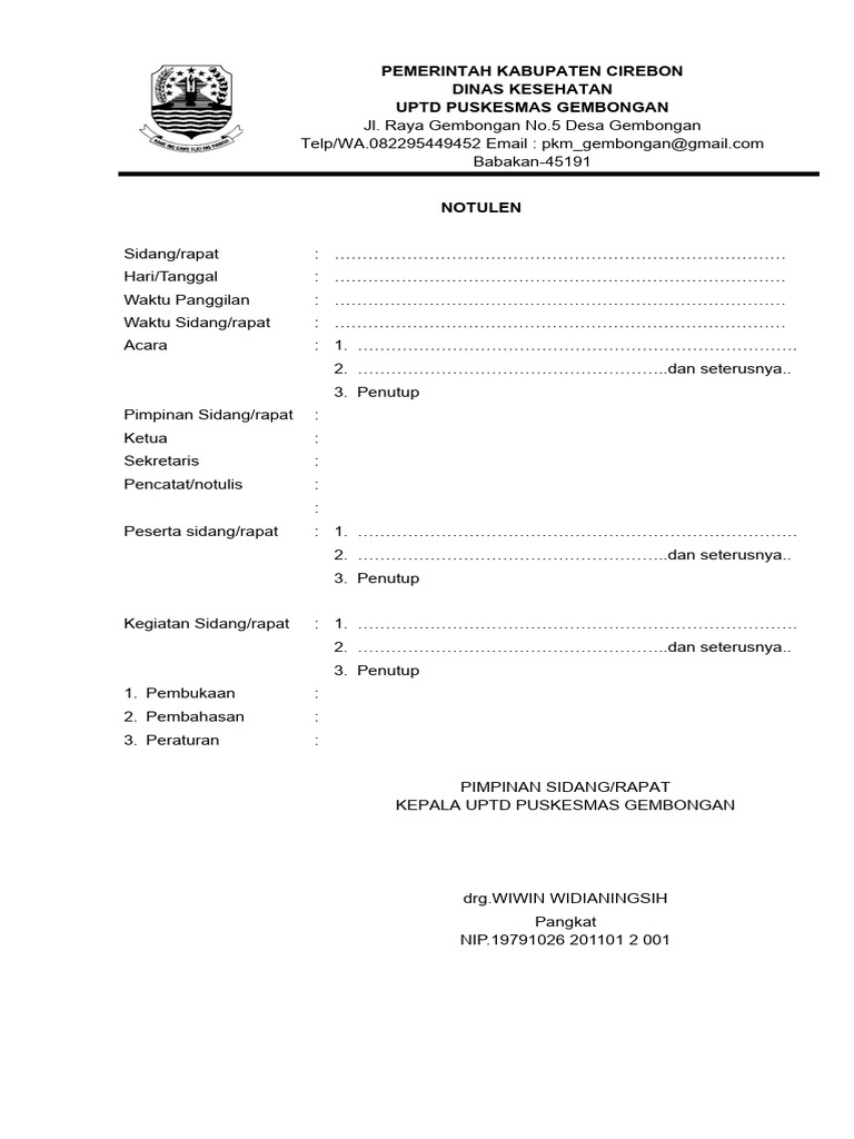 Format Kosong Notulen | PDF