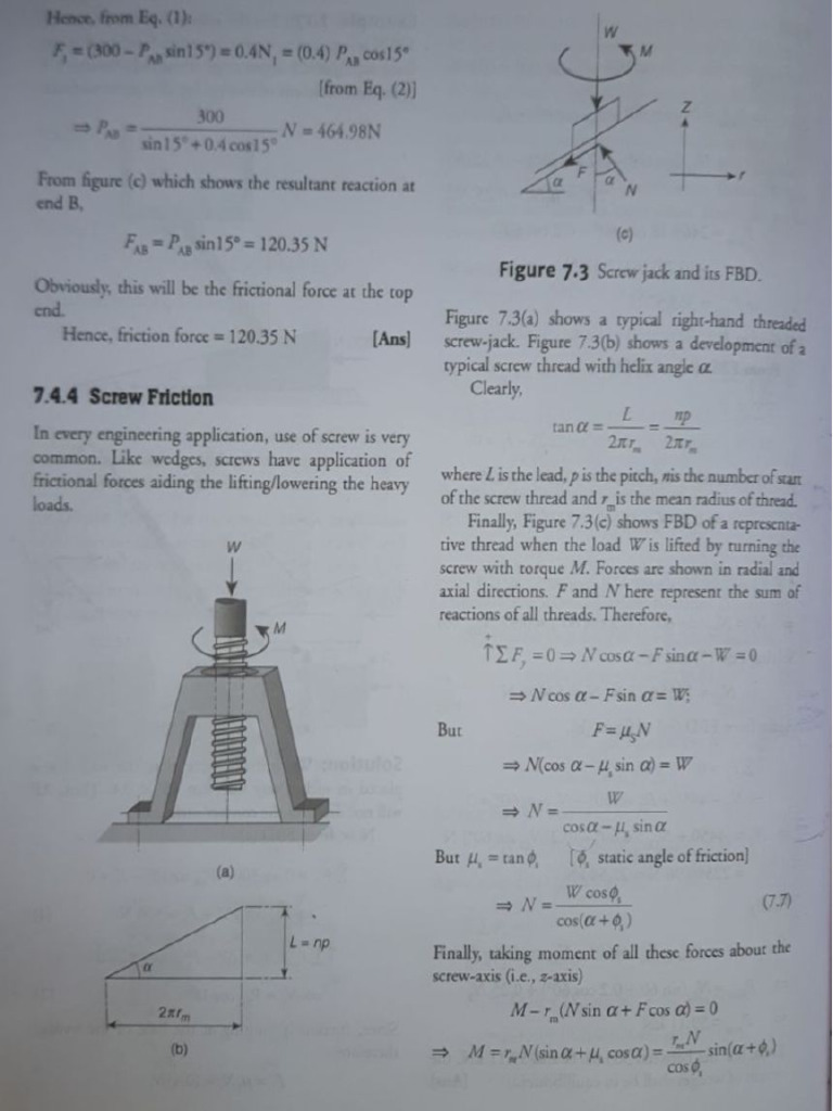 Screw Friction - Engineering Mechanics - AjC - Sidenote - Sse | PDF