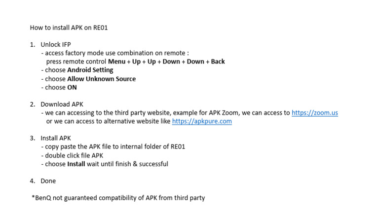 Install APK on RE01 Guide | PDF | Business | Technology & Engineering