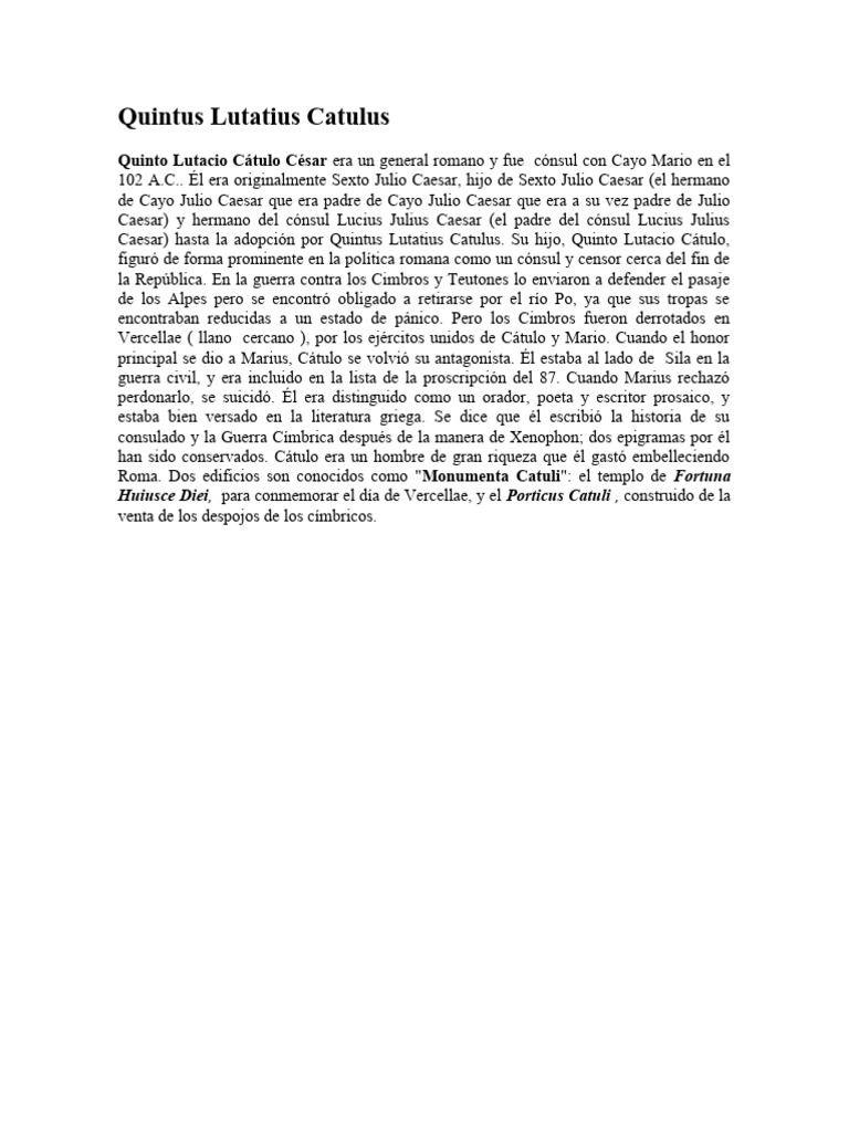 Quintus Lutatius Catulus | PDF