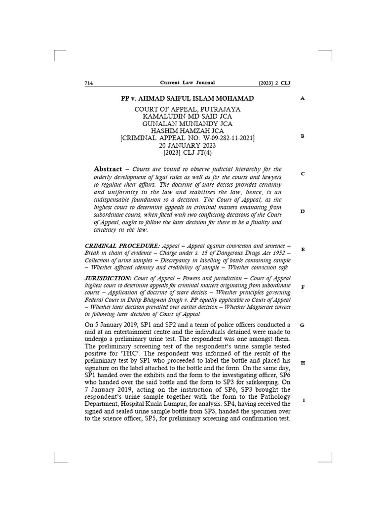 PP V Ahmad Saiful IslamCLJ - 2023 - 2 - 714 - SSLIB1 | PDF | Precedent ...