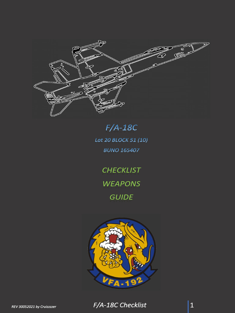 Fa 18c Checklist - Rev30052021 | PDF | Aircraft Flight Control System ...