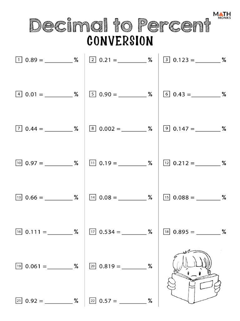Converting Decimals to Percents Worksheets | PDF
