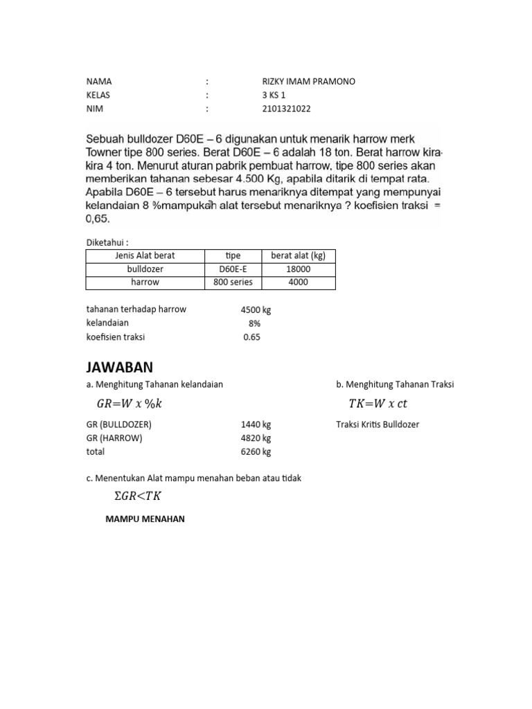 Analisis Traksi Bulldozer vs Harrow | PDF