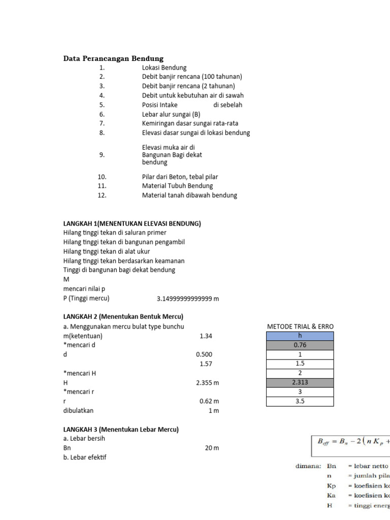 Perancangan Mercu Bendung 2 | PDF