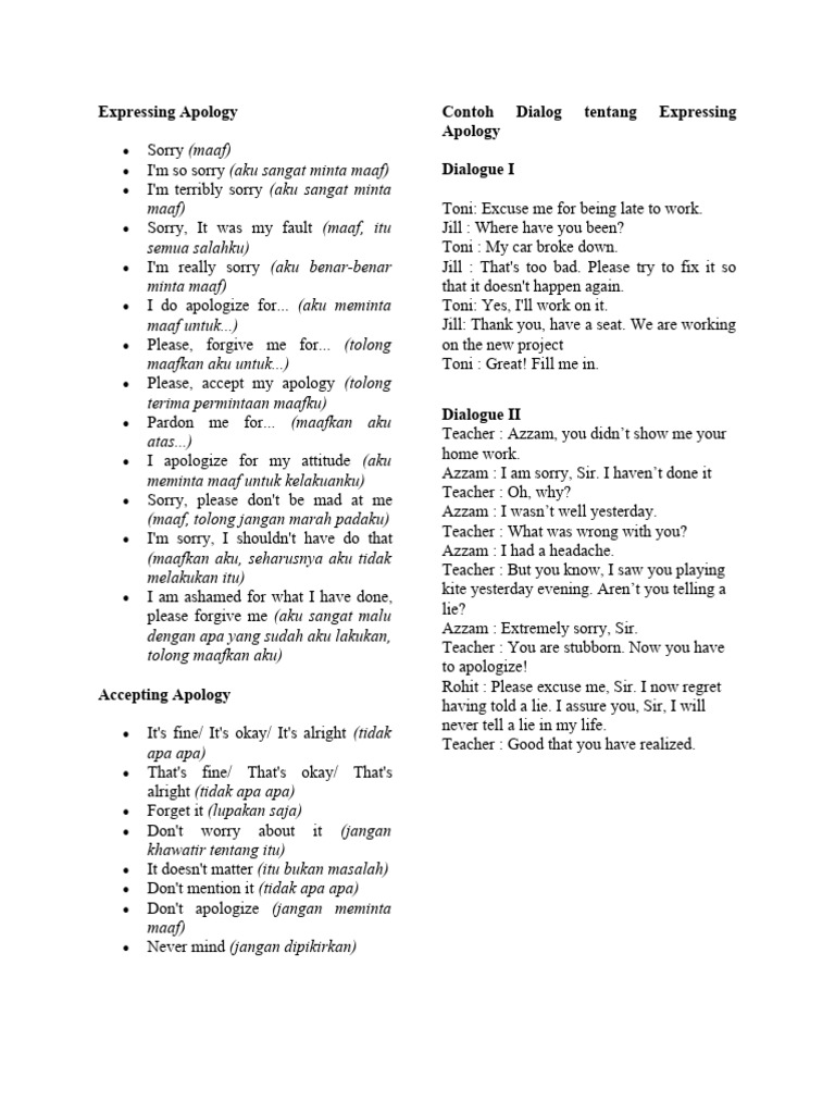 Expressing Apology | PDF