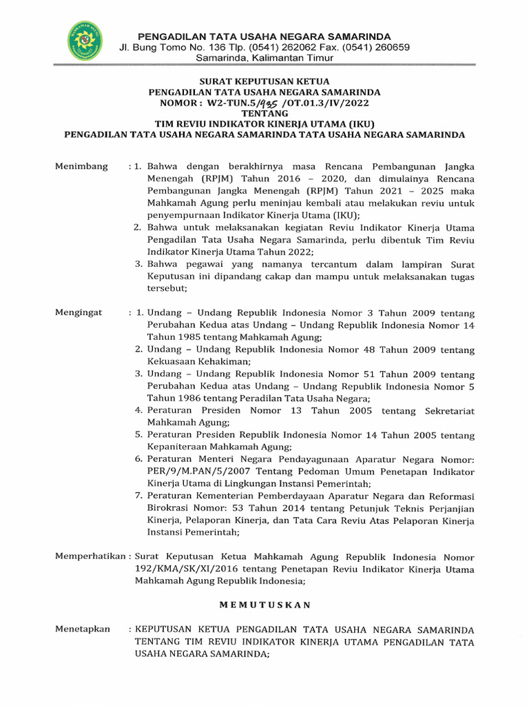 SK TIM REVIU INDIKATOR KINERJA UTAMA (IKU) | PDF