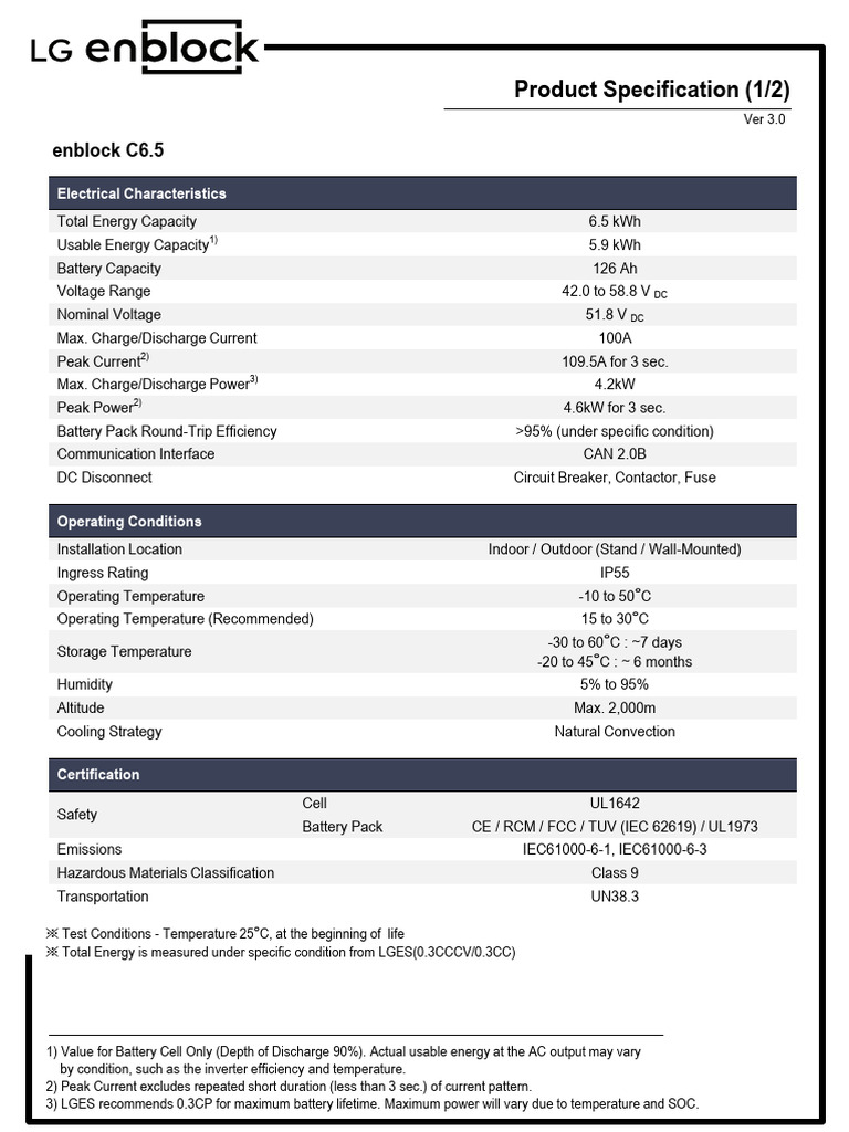 Data - Sheet - Enblock C6.5 - Ver3.0 | PDF | Physical Sciences | Electrical Components
