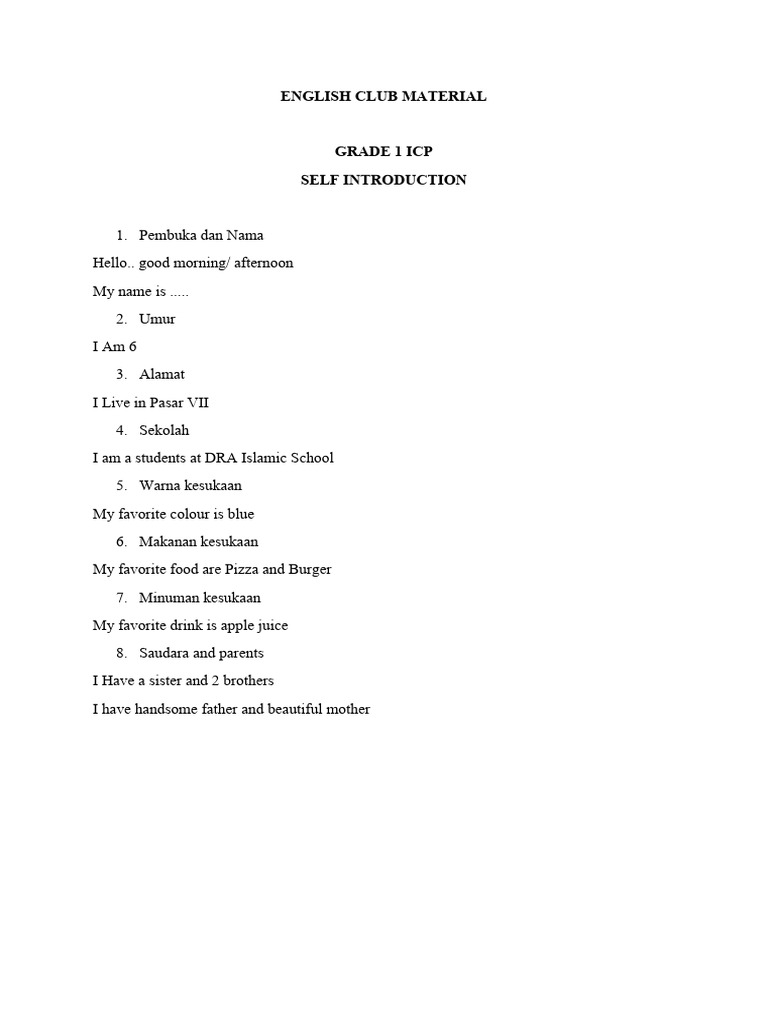 English Club Material | PDF